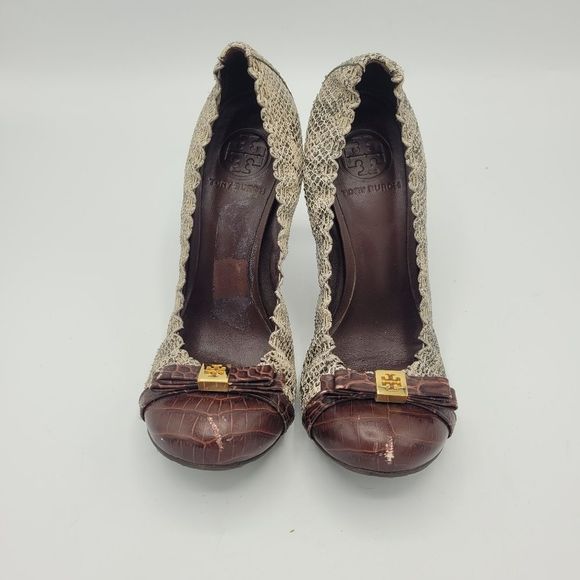Tory Burch | Shoes | Toryburch Romy Heels Python Leather 7 | Poshmark
